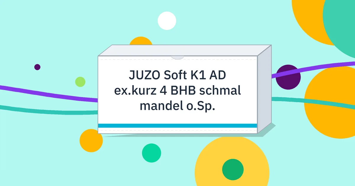 Symbolbild: Packung mit der Aufschrift JUZO Soft K1 AD ex.kurz 4 BHB schmal mandel o.Sp. (PZN 15464633) – Verfügbarkeit und Bezug in Apotheken in Frankfurt am Main