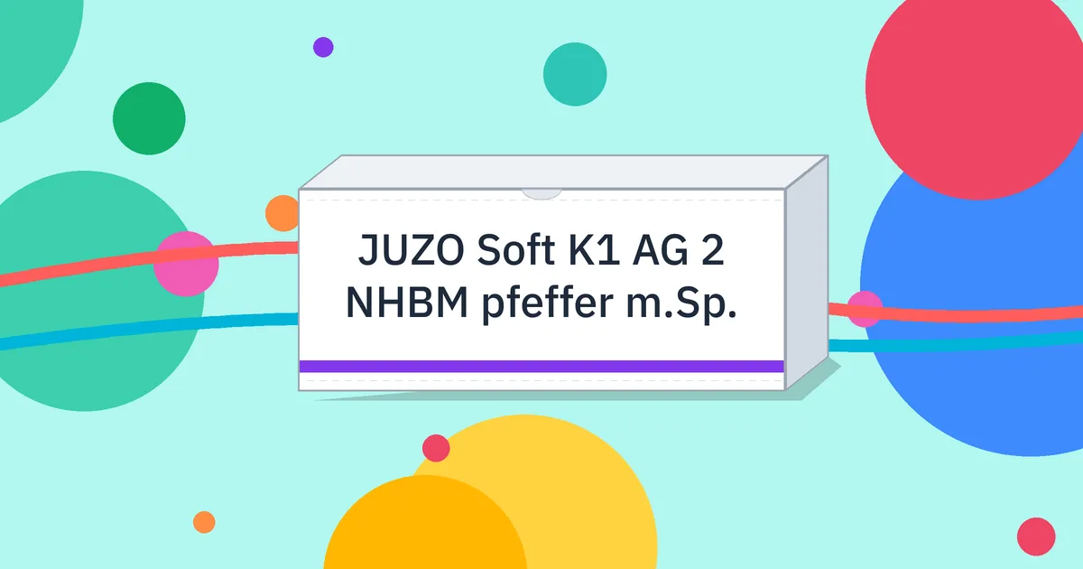 Symbolbild: Packung mit der Aufschrift JUZO Soft K1 AG 2 NHBM pfeffer m.Sp. (PZN 14999183) – Verfügbarkeit und Bezug in Apotheken in Frankfurt am Main