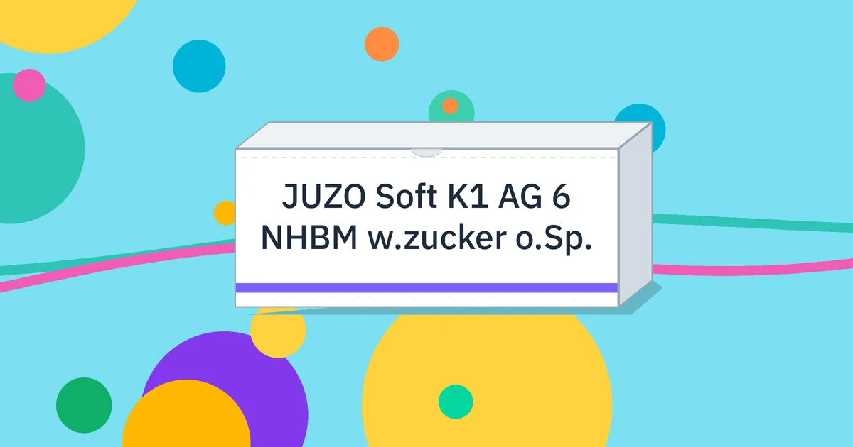 Symbolbild: Packung mit der Aufschrift JUZO Soft K1 AG 6 NHBM w.zucker o.Sp. (PZN 14996138) – Verfügbarkeit und Bezug in Apotheken in Frankfurt am Main