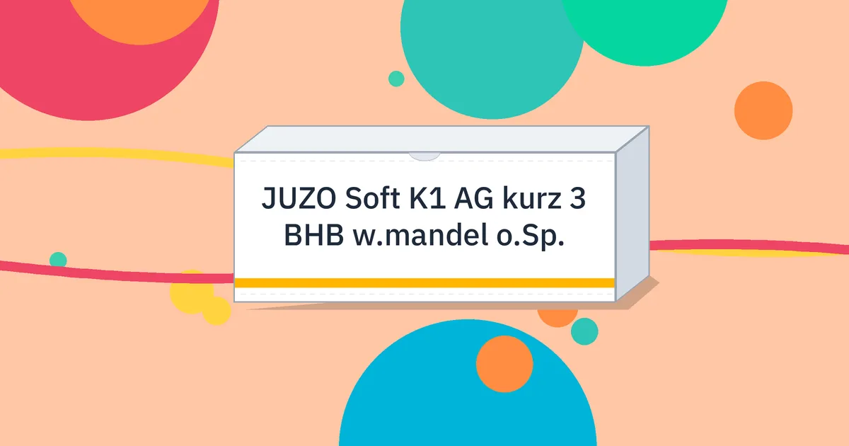 Symbolbild: Packung mit der Aufschrift JUZO Soft K1 AG kurz 3 BHB w.mandel o.Sp. (PZN 14838942) – Verfügbarkeit und Bezug in Apotheken in Frankfurt am Main