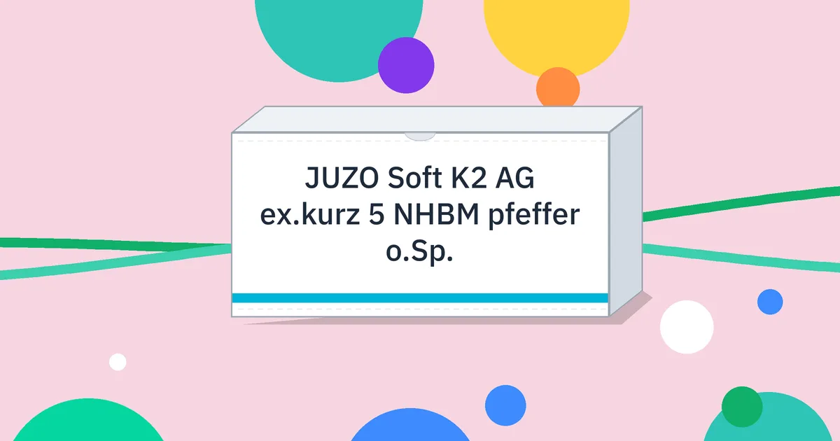 Symbolbild: Packung mit der Aufschrift JUZO Soft K2 AG ex.kurz 5 NHBM pfeffer o.Sp. (PZN 15022763) – Verfügbarkeit und Bezug in Apotheken in Frankfurt am Main