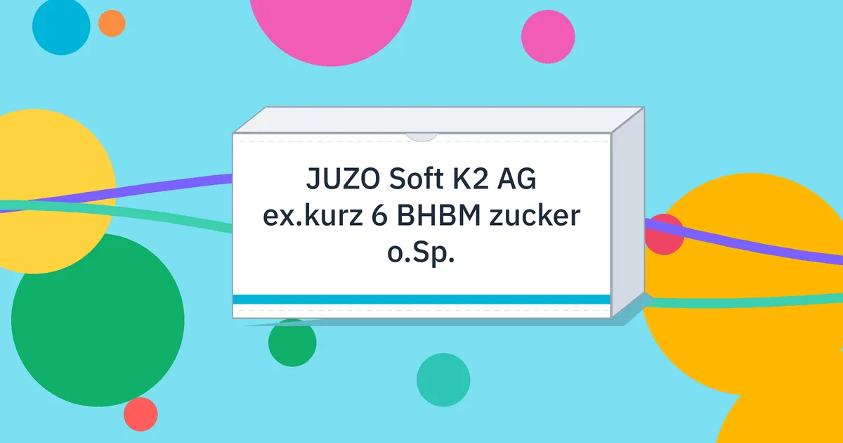 Symbolbild: Packung mit der Aufschrift JUZO Soft K2 AG ex.kurz 6 BHBM zucker o.Sp. (PZN 14862018) – Verfügbarkeit und Bezug in Apotheken in Frankfurt am Main