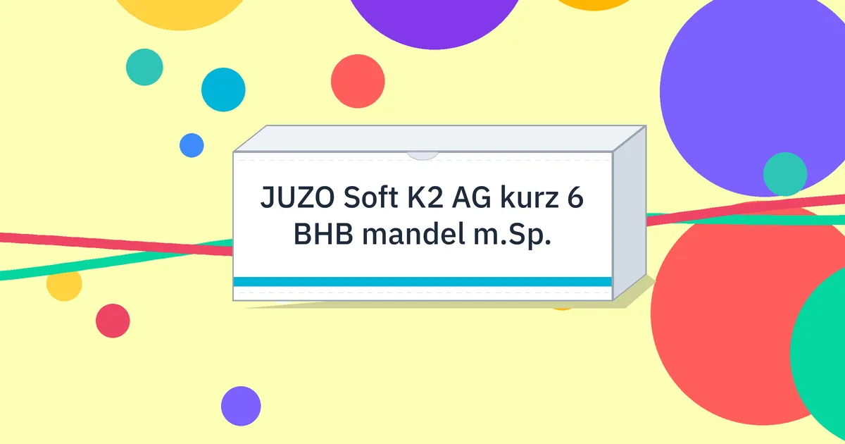 Symbolbild: Packung mit der Aufschrift JUZO Soft K2 AG kurz 6 BHB mandel m.Sp. (PZN 14826330) – Verfügbarkeit und Bezug in Apotheken in Frankfurt am Main