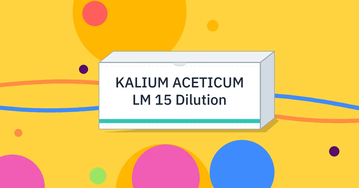 Symbolbild: Packung mit der Aufschrift KALIUM ACETICUM LM 15 Dilution (PZN 12916632) – Verfügbarkeit und Bezug in Apotheken in Frankfurt am Main