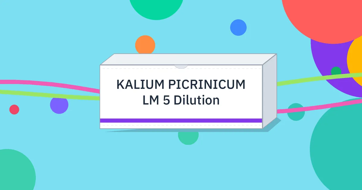 Symbolbild: Packung mit der Aufschrift KALIUM PICRINICUM LM 5 Dilution (PZN 12924910) – Verfügbarkeit und Bezug in Apotheken in Frankfurt am Main