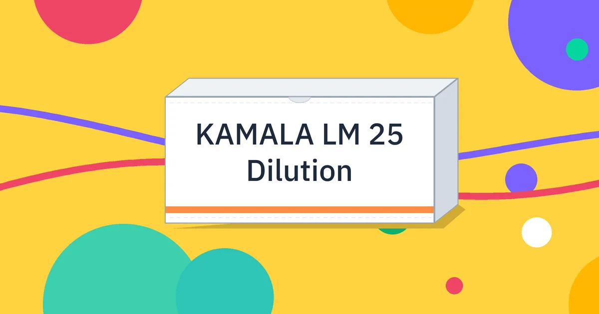 Symbolbild: Packung mit der Aufschrift KAMALA LM 25 Dilution (PZN 13518193) – Verfügbarkeit und Bezug in Apotheken in Frankfurt am Main