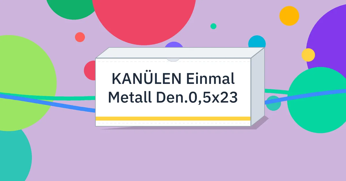 Symbolbild: Packung mit der Aufschrift KANÜLEN Einmal Metall Den.0,5x23 (PZN 02440045) – Verfügbarkeit und Bezug in Apotheken in Frankfurt am Main
