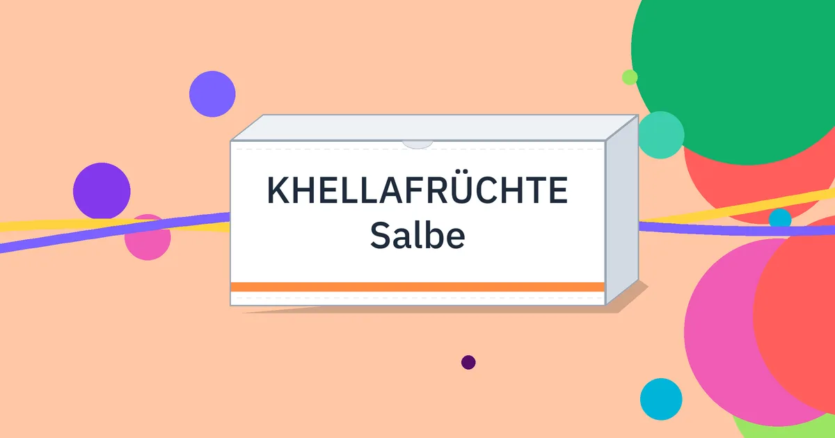 Symbolbild: Packung mit der Aufschrift KHELLAFRÜCHTE Salbe (PZN 19141588) – Verfügbarkeit und Bezug in Apotheken in Frankfurt am Main