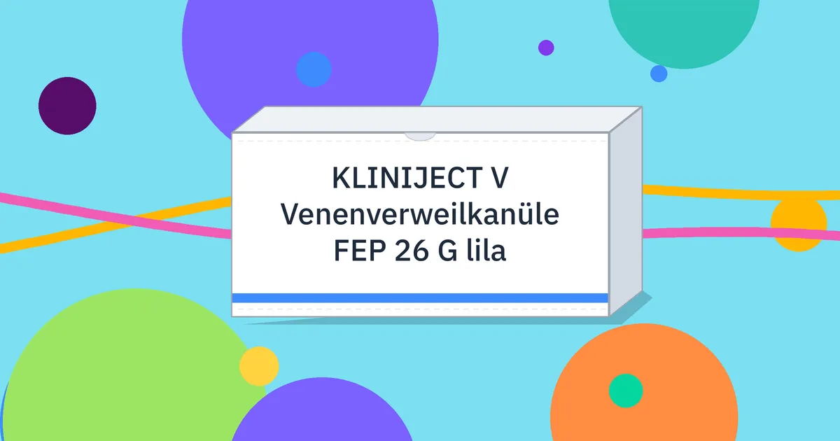 Symbolbild: Packung mit der Aufschrift KLINIJECT V Venenverweilkanüle FEP 26 G lila (PZN 00367611) – Verfügbarkeit und Bezug in Apotheken in Frankfurt am Main