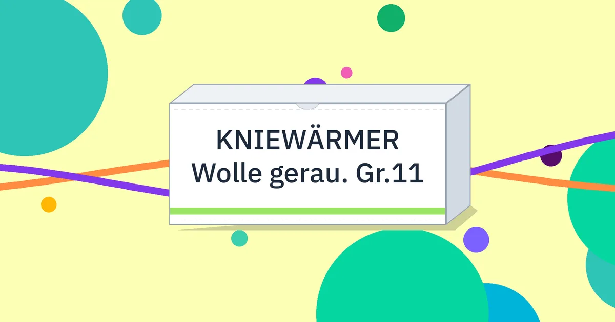 Symbolbild: Packung mit der Aufschrift KNIEWÄRMER Wolle gerau. Gr.11 (PZN 02008796) – Verfügbarkeit und Bezug in Apotheken in Frankfurt am Main