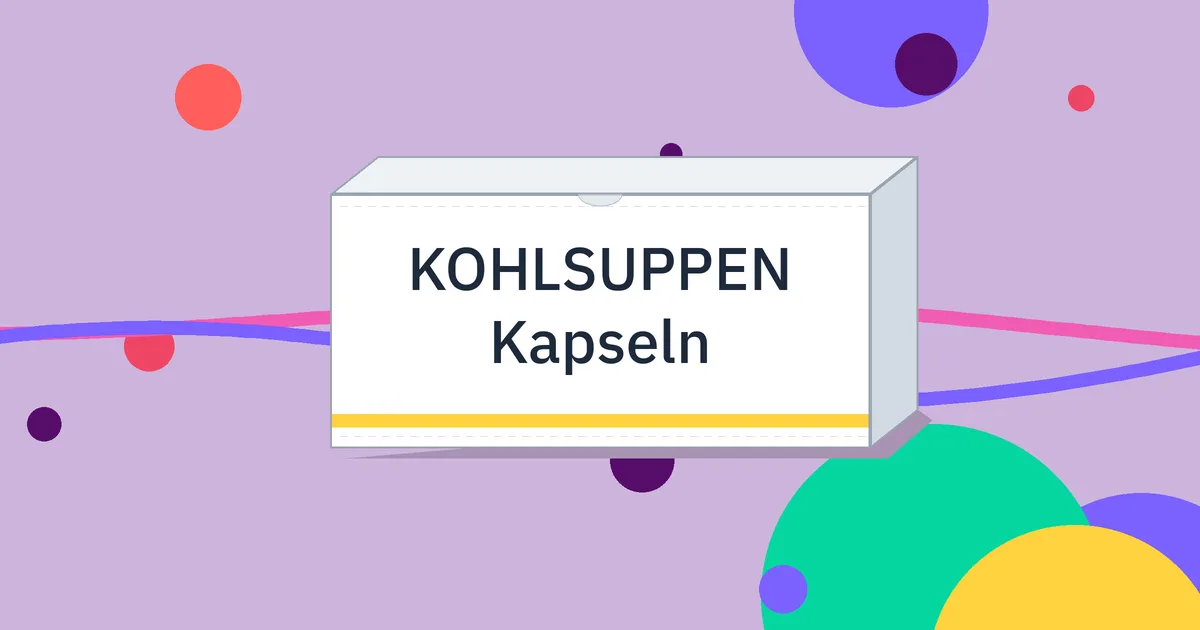 Symbolbild: Packung mit der Aufschrift KOHLSUPPEN Kapseln (PZN 02929036) – Verfügbarkeit und Bezug in Apotheken in Frankfurt am Main
