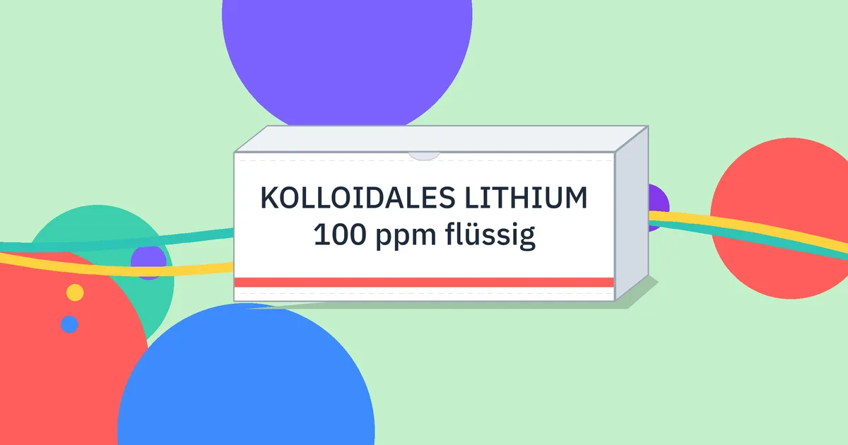 Symbolbild: Packung mit der Aufschrift KOLLOIDALES LITHIUM 100 ppm flüssig (PZN 19764645) – Verfügbarkeit und Bezug in Apotheken in Frankfurt am Main