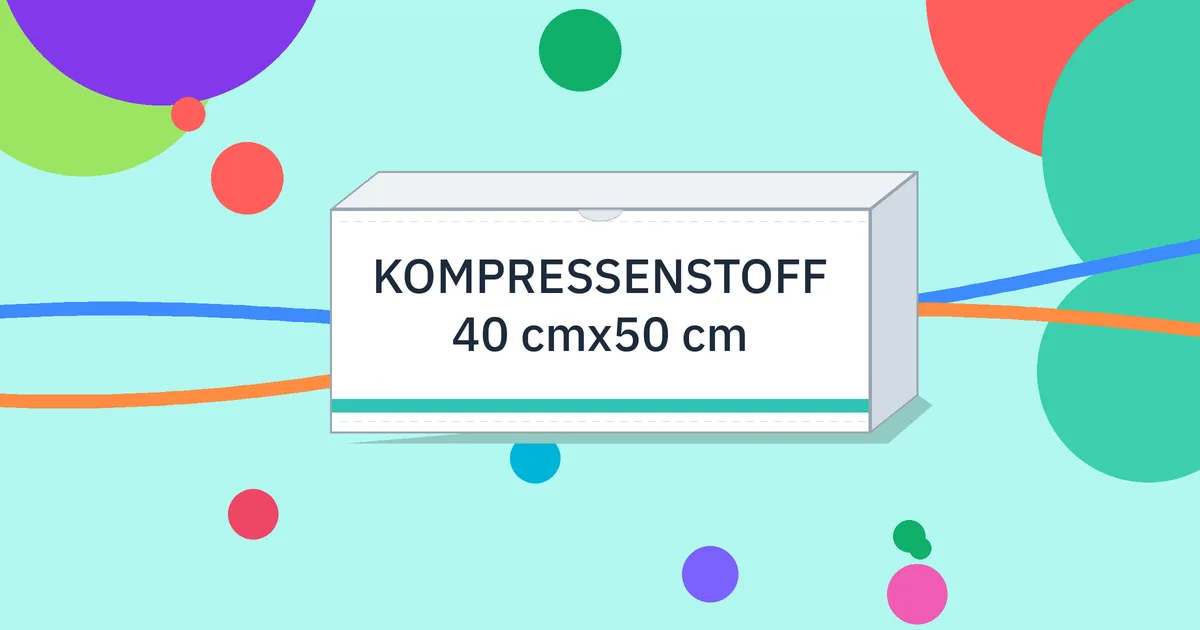 Symbolbild: Packung mit der Aufschrift KOMPRESSENSTOFF 40 cmx50 cm (PZN 01722698) – Verfügbarkeit und Bezug in Apotheken in Frankfurt am Main
