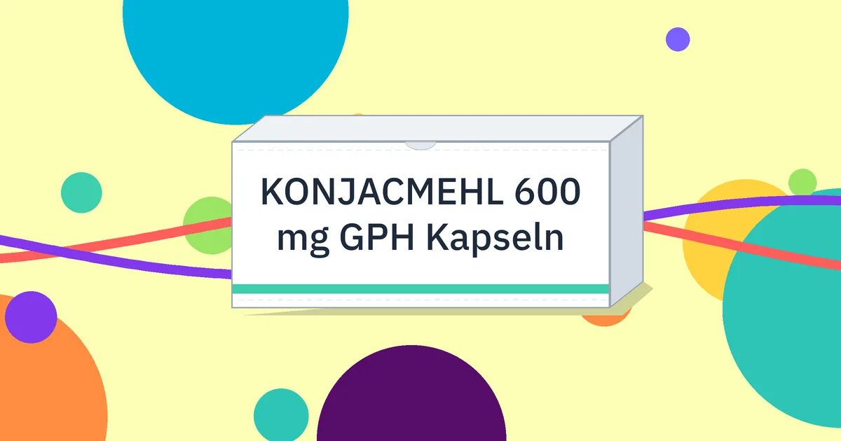 Symbolbild: Packung mit der Aufschrift KONJACMEHL 600 mg GPH Kapseln (PZN 09918320) – Verfügbarkeit und Bezug in Apotheken in Frankfurt am Main