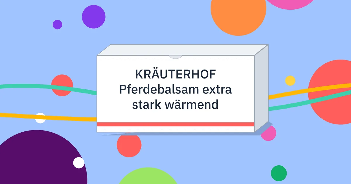 Symbolbild: Packung mit der Aufschrift KRÄUTERHOF Pferdebalsam extra stark wärmend (PZN 10412790) – Verfügbarkeit und Bezug in Apotheken in Frankfurt am Main
