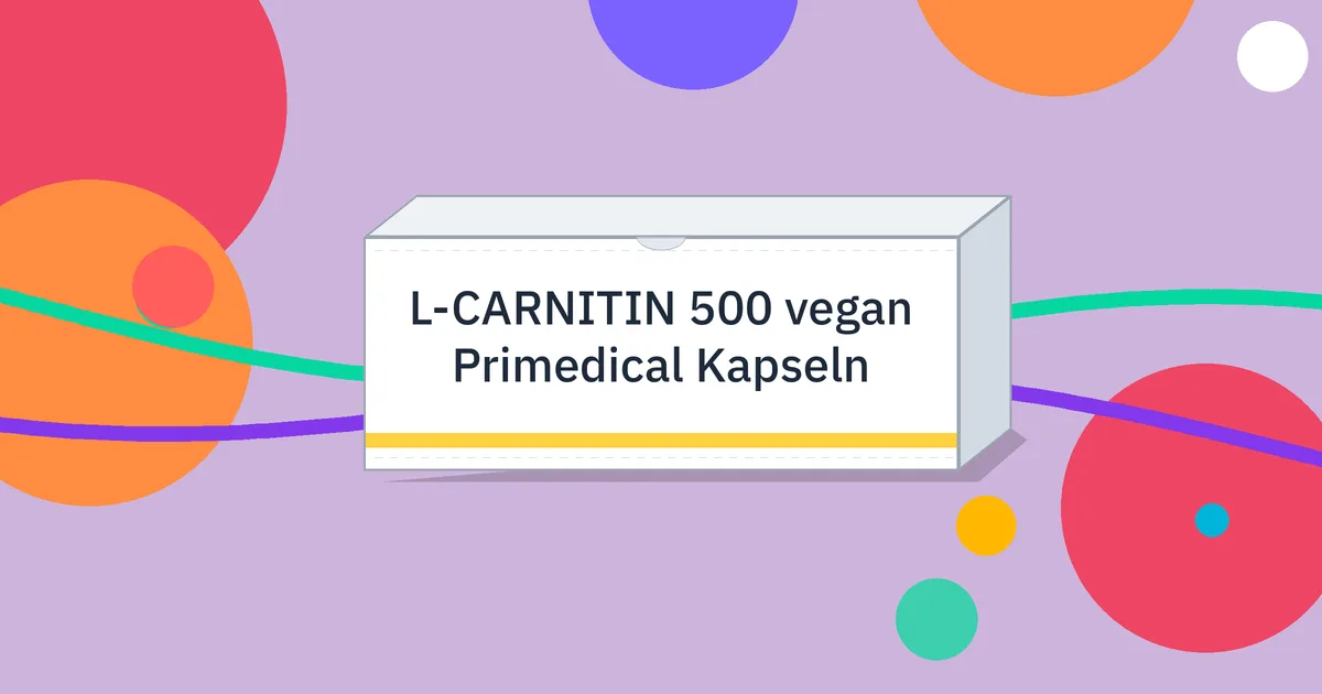 Symbolbild: Packung mit der Aufschrift L-CARNITIN 500 vegan Primedical Kapseln (PZN 18797849) – Verfügbarkeit und Bezug in Apotheken in Frankfurt am Main
