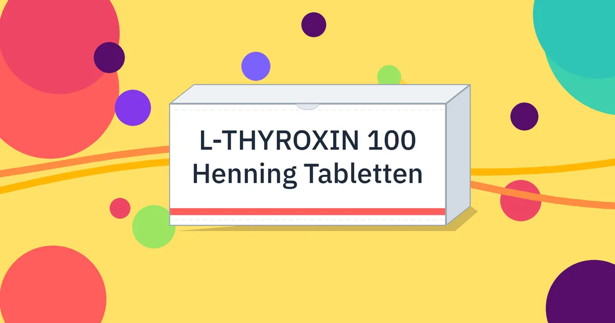 Symbolbild: Packung mit der Aufschrift L-THYROXIN 100 Henning Tabletten (PZN 02532770) – Verfügbarkeit und Bezug in Apotheken in Frankfurt am Main