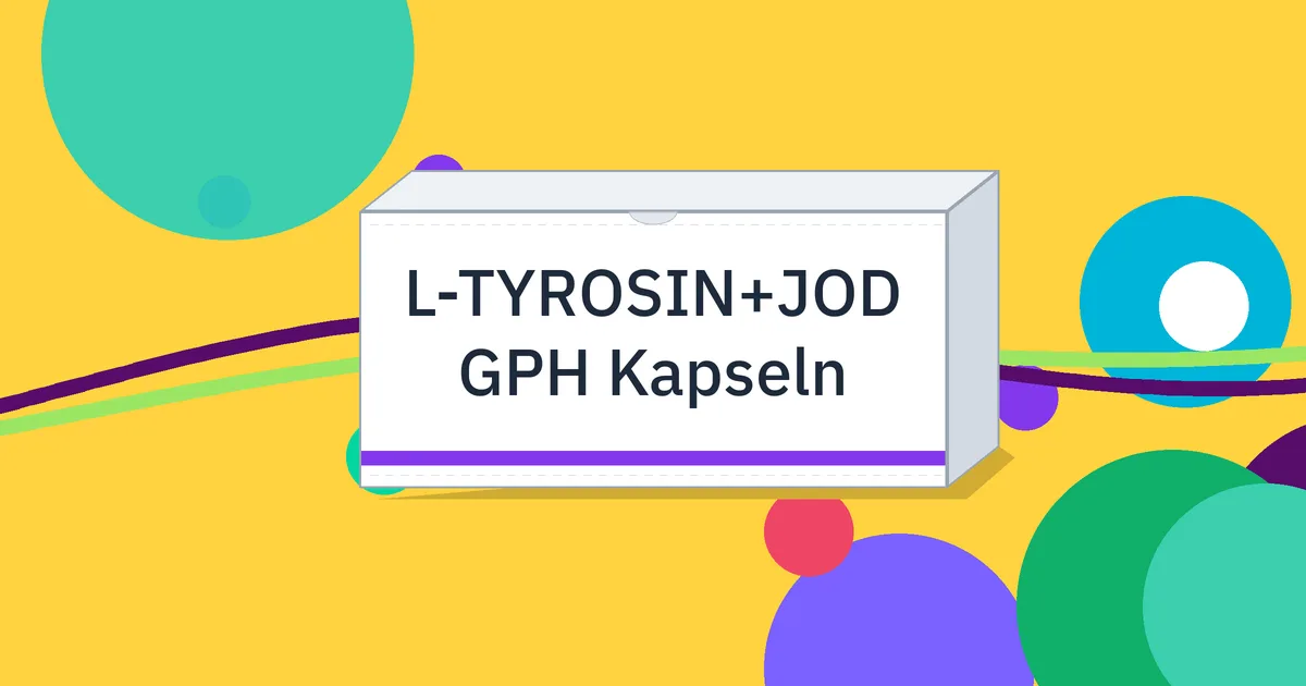 Symbolbild: Packung mit der Aufschrift L-TYROSIN+JOD GPH Kapseln (PZN 07350909) – Verfügbarkeit und Bezug in Apotheken in Frankfurt am Main