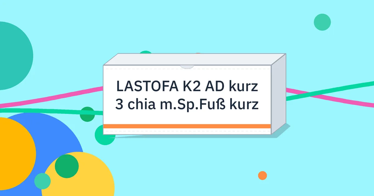 Symbolbild: Packung mit der Aufschrift LASTOFA K2 AD kurz 3 chia m.Sp.Fuß kurz (PZN 13800127) – Verfügbarkeit und Bezug in Apotheken in Frankfurt am Main