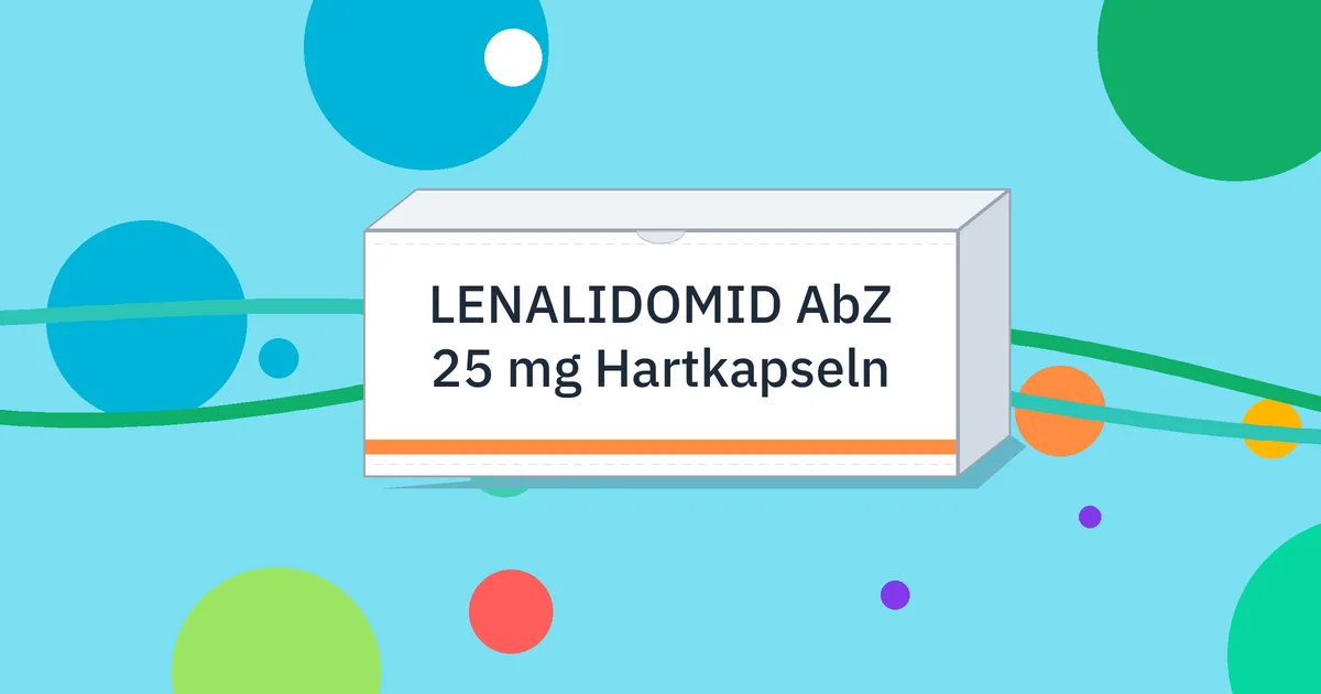 Symbolbild: Packung mit der Aufschrift LENALIDOMID AbZ 25 mg Hartkapseln (PZN 18372860) – Verfügbarkeit und Bezug in Apotheken in Frankfurt am Main