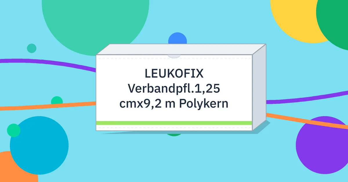 Symbolbild: Packung mit der Aufschrift LEUKOFIX Verbandpfl.1,25 cmx9,2 m Polykern (PZN 04593416) – Verfügbarkeit und Bezug in Apotheken in Frankfurt am Main