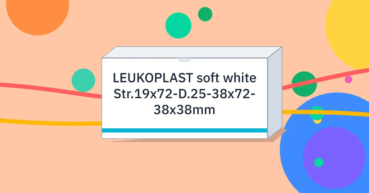 Symbolbild: Packung mit der Aufschrift LEUKOPLAST soft white Str.19x72-D.25-38x72-38x38mm (PZN 14219794) – Verfügbarkeit und Bezug in Apotheken in Frankfurt am Main