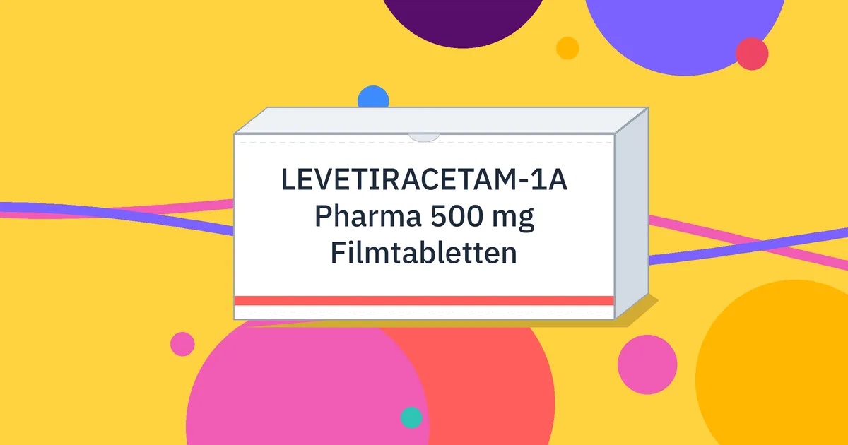 Symbolbild: Packung mit der Aufschrift LEVETIRACETAM-1A Pharma 500 mg Filmtabletten (PZN 09123365) – Verfügbarkeit und Bezug in Apotheken in Frankfurt am Main