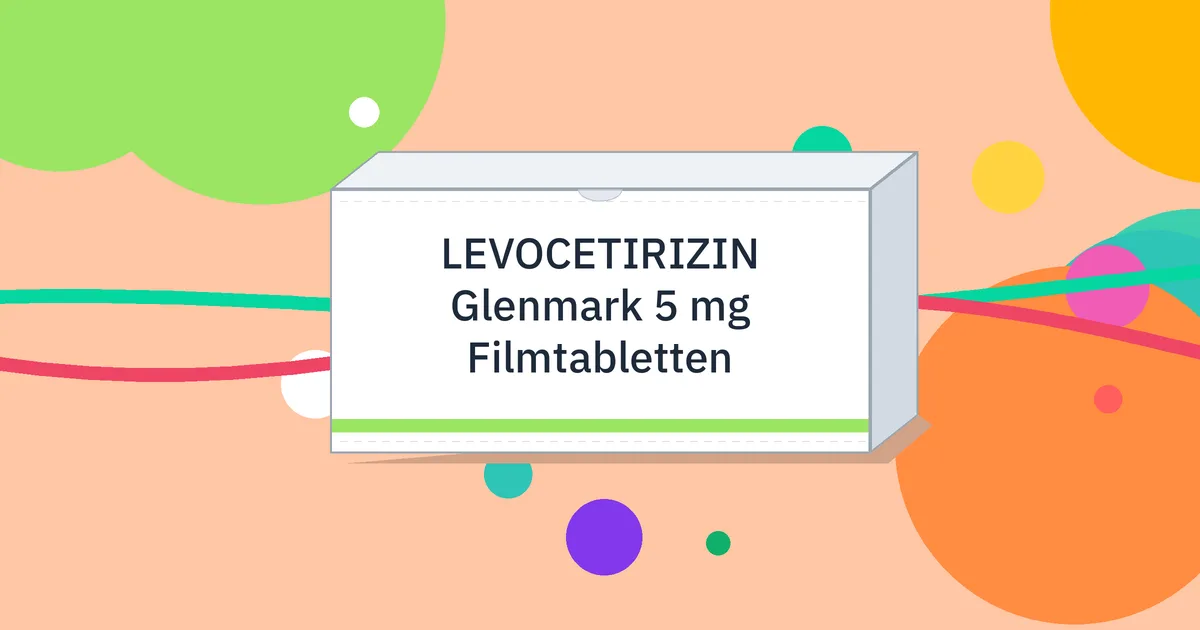 Symbolbild: Packung mit der Aufschrift LEVOCETIRIZIN Glenmark 5 mg Filmtabletten (PZN 03344450) – Verfügbarkeit und Bezug in Apotheken in Frankfurt am Main