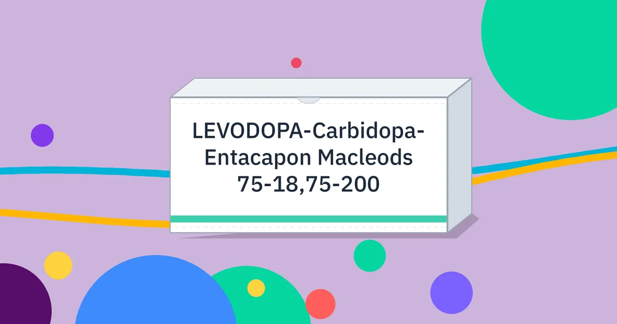 Symbolbild: Packung mit der Aufschrift LEVODOPA-Carbidopa-Entacapon Macleods 75-18,75-200 (PZN 18327049) – Verfügbarkeit und Bezug in Apotheken in Frankfurt am Main
