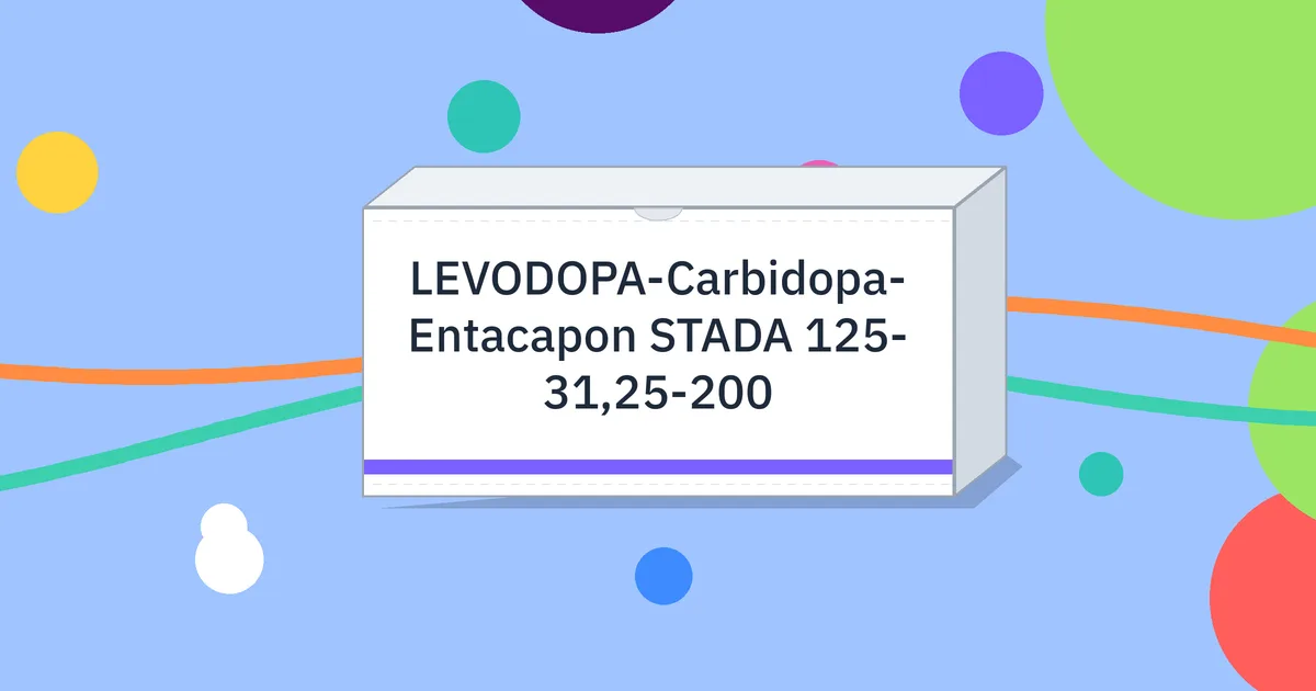 Symbolbild: Packung mit der Aufschrift LEVODOPA-Carbidopa-Entacapon STADA 125-31,25-200 (PZN 10386822) – Verfügbarkeit und Bezug in Apotheken in Frankfurt am Main