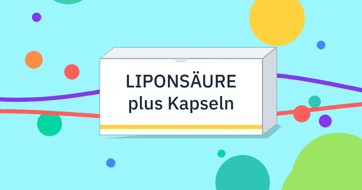 Symbolbild: Packung mit der Aufschrift LIPONSÄURE plus Kapseln (PZN 06556595) – Verfügbarkeit und Bezug in Apotheken in Frankfurt am Main