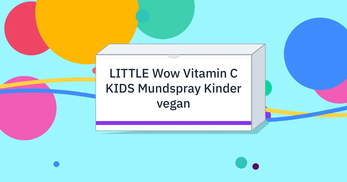 Symbolbild: Packung mit der Aufschrift LITTLE Wow Vitamin C KIDS Mundspray Kinder vegan (PZN 20509326) – Verfügbarkeit und Bezug in Apotheken in Frankfurt am Main