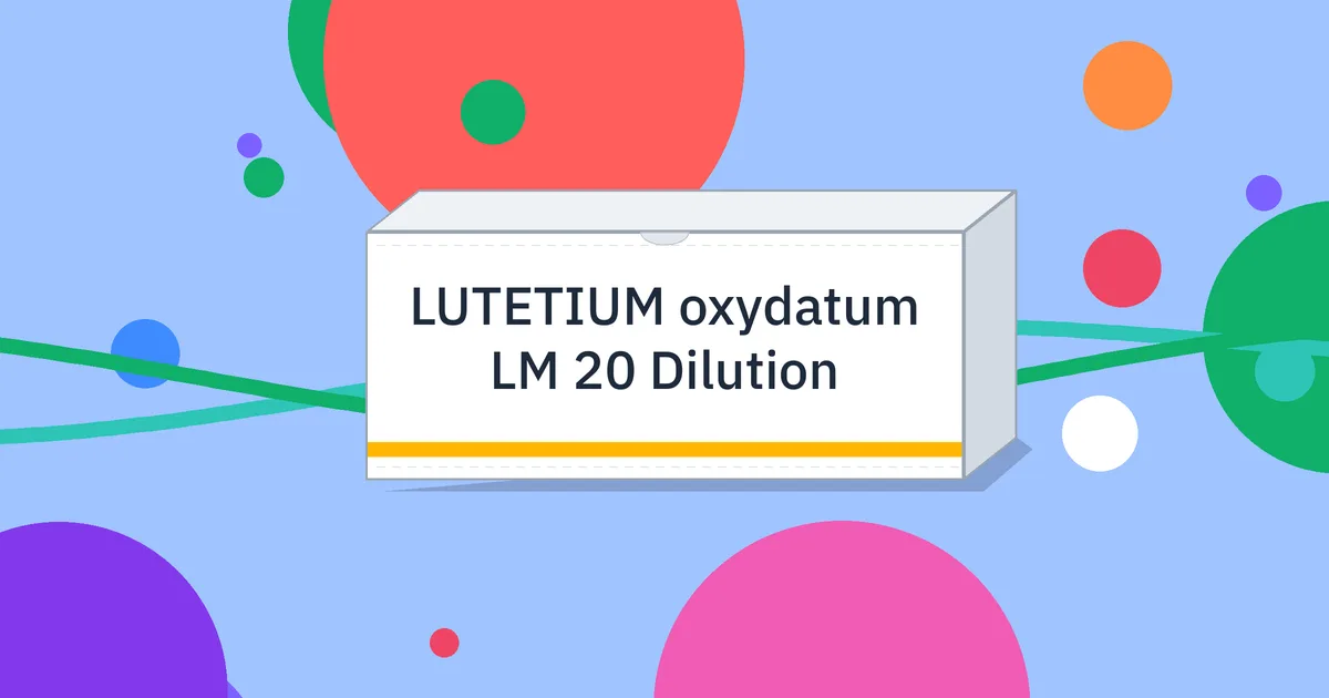 Symbolbild: Packung mit der Aufschrift LUTETIUM oxydatum LM 20 Dilution (PZN 12934883) – Verfügbarkeit und Bezug in Apotheken in Frankfurt am Main