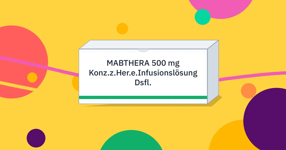 Symbolbild: Packung mit der Aufschrift MABTHERA 500 mg Konz.z.Her.e.Infusionslösung Dsfl. (PZN 04411734) – Verfügbarkeit und Bezug in Apotheken in Frankfurt am Main
