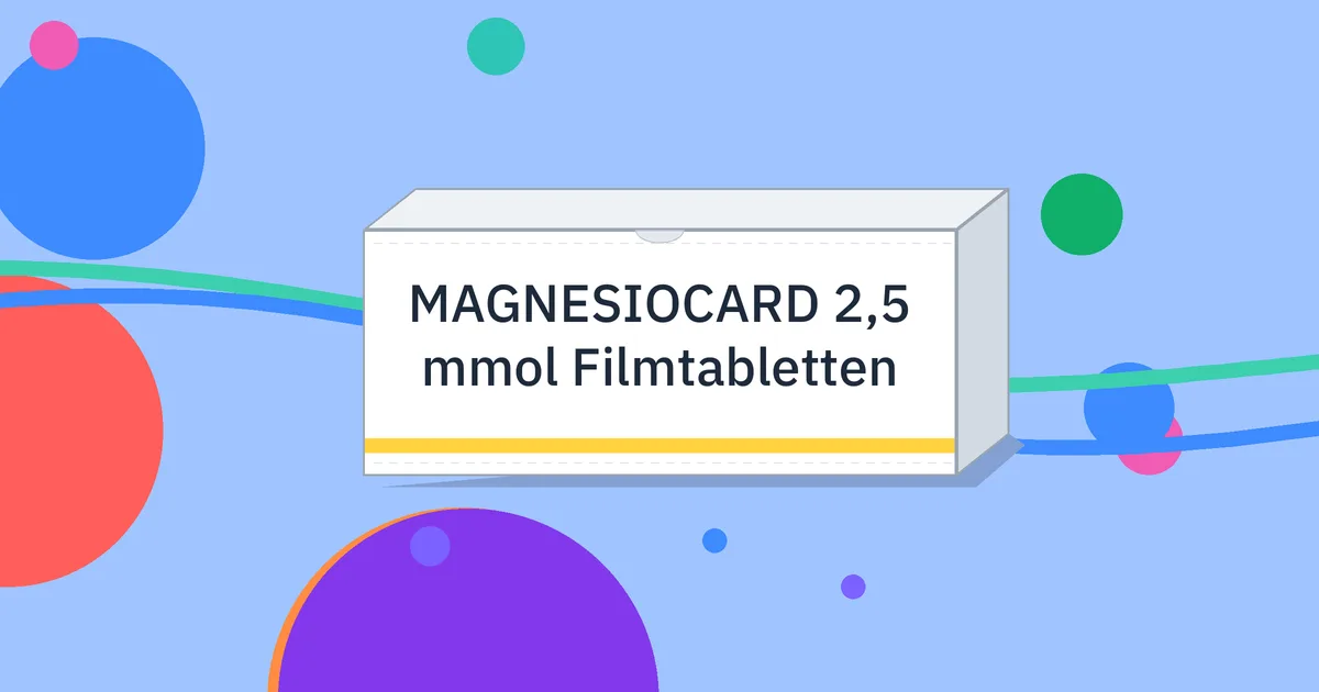 Symbolbild: Packung mit der Aufschrift MAGNESIOCARD 2,5 mmol Filmtabletten (PZN 01667829) – Verfügbarkeit und Bezug in Apotheken in Frankfurt am Main