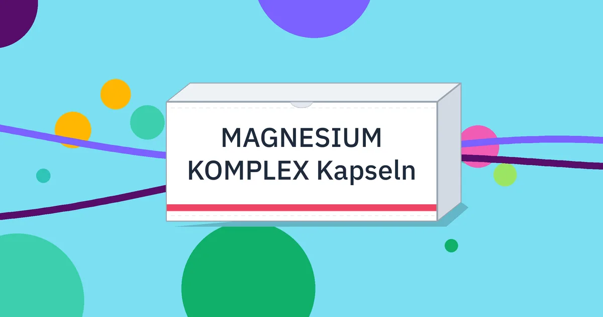 Symbolbild: Packung mit der Aufschrift MAGNESIUM KOMPLEX Kapseln (PZN 16657156) – Verfügbarkeit und Bezug in Apotheken in Frankfurt am Main