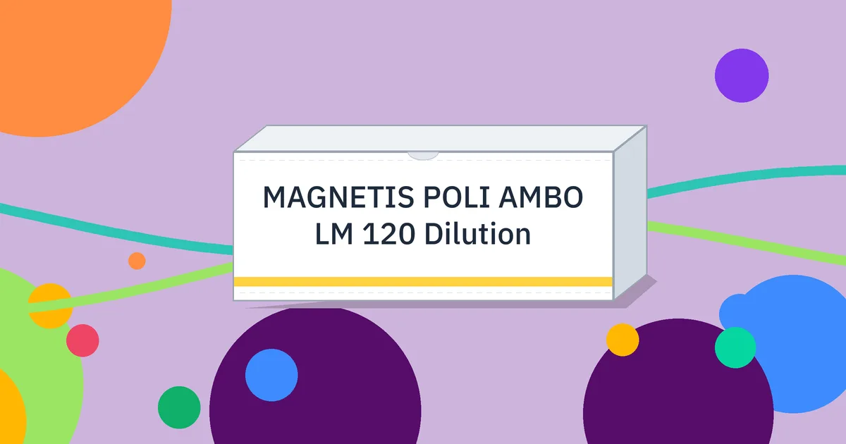 Symbolbild: Packung mit der Aufschrift MAGNETIS POLI AMBO LM 120 Dilution (PZN 12940808) – Verfügbarkeit und Bezug in Apotheken in Frankfurt am Main