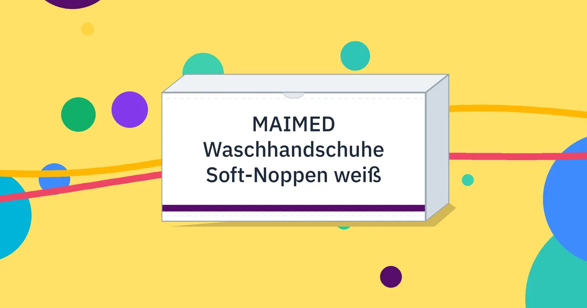 Symbolbild: Packung mit der Aufschrift MAIMED Waschhandschuhe Soft-Noppen weiß (PZN 18776474) – Verfügbarkeit und Bezug in Apotheken in Frankfurt am Main