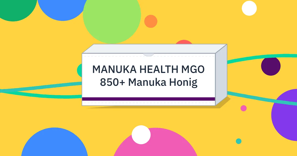 Symbolbild: Packung mit der Aufschrift MANUKA HEALTH MGO 850+ Manuka Honig (PZN 16779480) – Verfügbarkeit und Bezug in Apotheken in Frankfurt am Main
