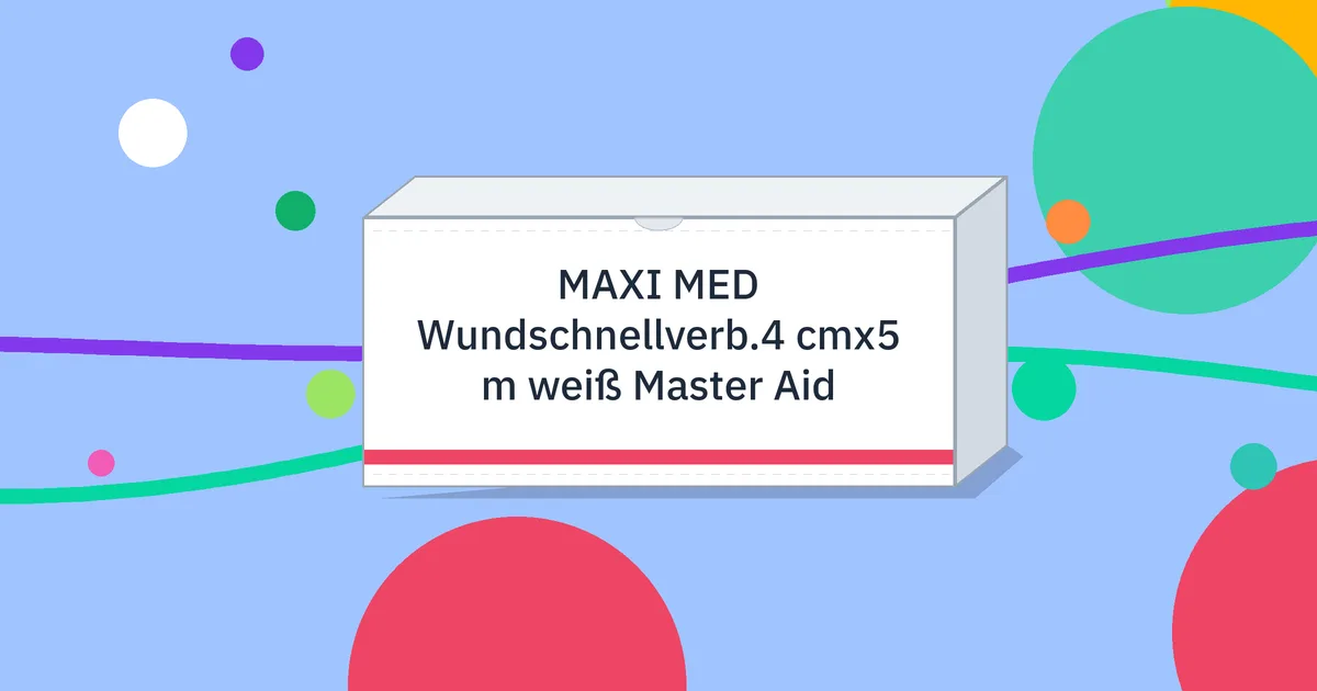 Symbolbild: Packung mit der Aufschrift MAXI MED Wundschnellverb.4 cmx5 m weiß Master Aid (PZN 02729774) – Verfügbarkeit und Bezug in Apotheken in Frankfurt am Main