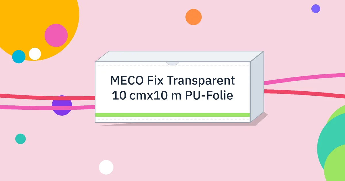Symbolbild: Packung mit der Aufschrift MECO Fix Transparent 10 cmx10 m PU-Folie (PZN 20090399) – Verfügbarkeit und Bezug in Apotheken in Frankfurt am Main