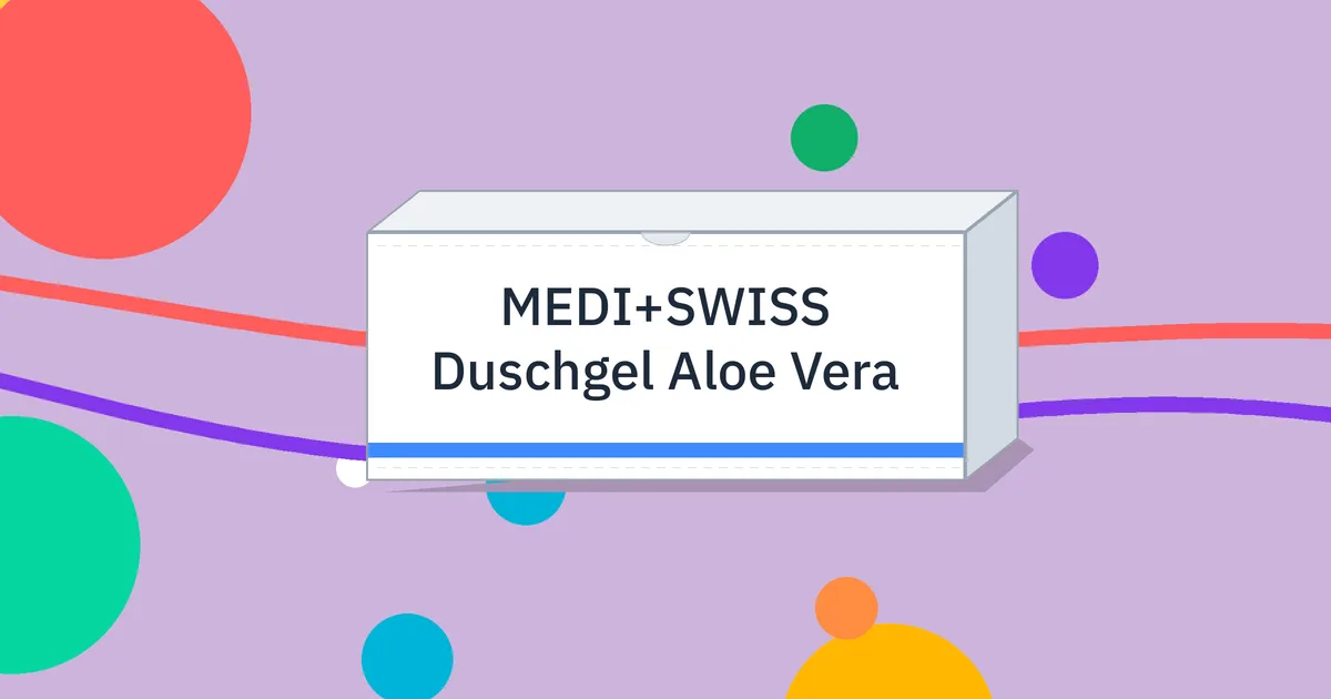Symbolbild: Packung mit der Aufschrift MEDI+SWISS Duschgel Aloe Vera (PZN 20649458) – Verfügbarkeit und Bezug in Apotheken in Frankfurt am Main