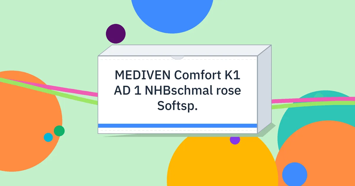 Symbolbild: Packung mit der Aufschrift MEDIVEN Comfort K1 AD 1 NHBschmal rose Softsp. (PZN 14561558) – Verfügbarkeit und Bezug in Apotheken in Frankfurt am Main