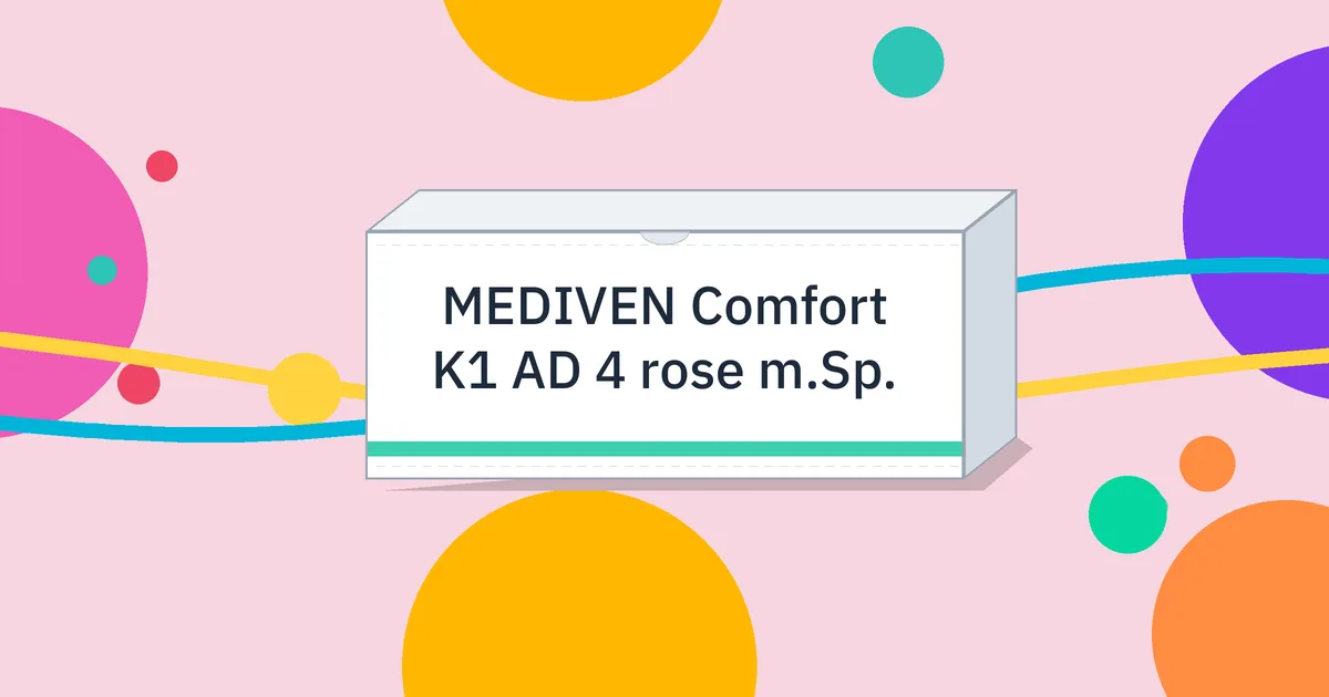 Symbolbild: Packung mit der Aufschrift MEDIVEN Comfort K1 AD 4 rose m.Sp. (PZN 14558929) – Verfügbarkeit und Bezug in Apotheken in Frankfurt am Main