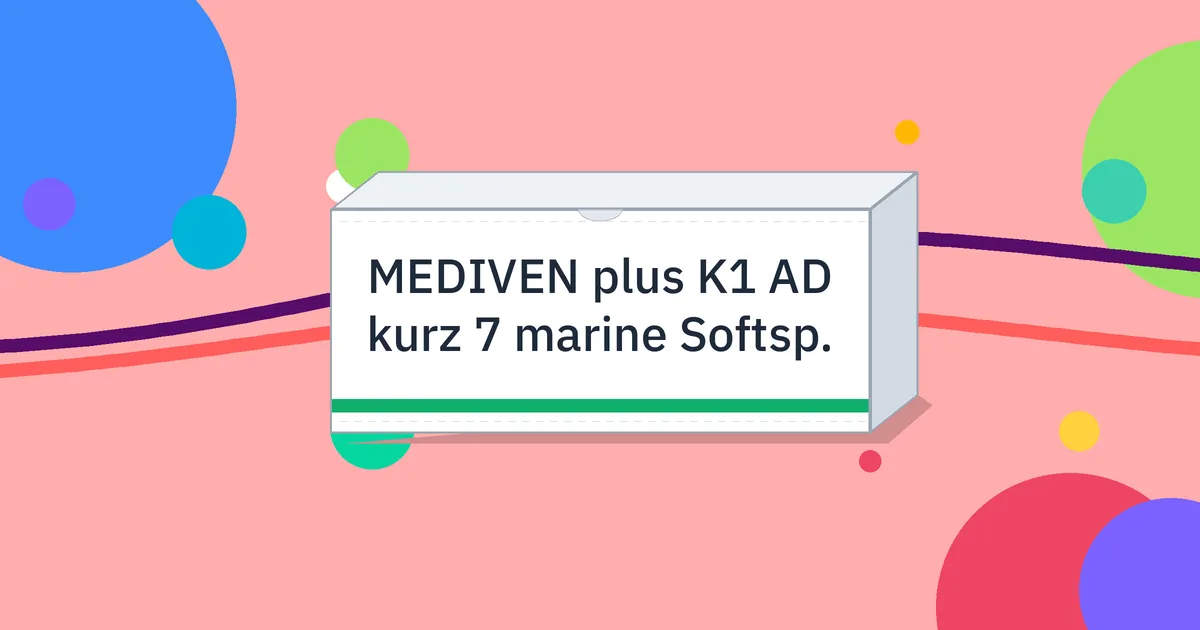 Symbolbild: Packung mit der Aufschrift MEDIVEN plus K1 AD kurz 7 marine Softsp. (PZN 15043647) – Verfügbarkeit und Bezug in Apotheken in Frankfurt am Main