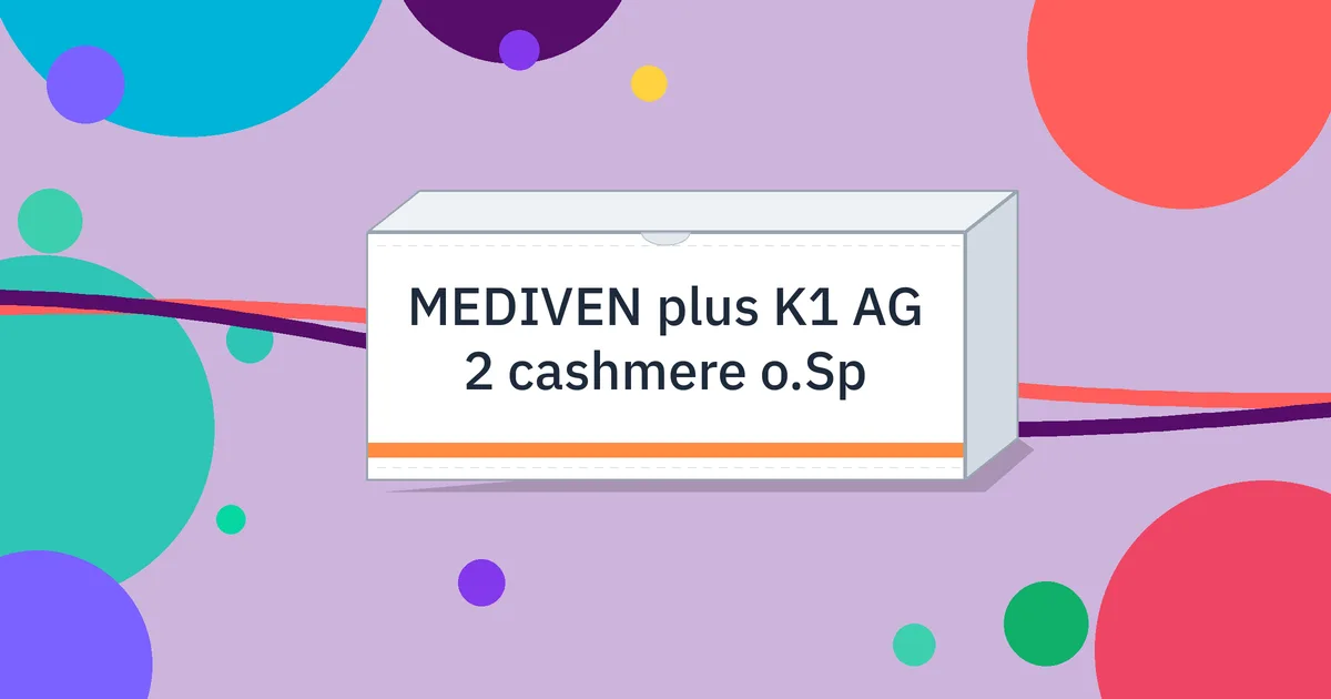 Symbolbild: Packung mit der Aufschrift MEDIVEN plus K1 AG 2 cashmere o.Sp (PZN 15055857) – Verfügbarkeit und Bezug in Apotheken in Frankfurt am Main