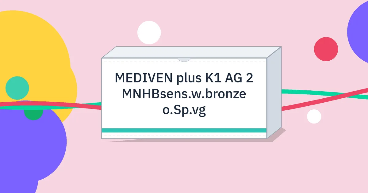 Symbolbild: Packung mit der Aufschrift MEDIVEN plus K1 AG 2 MNHBsens.w.bronze o.Sp.vg (PZN 15918927) – Verfügbarkeit und Bezug in Apotheken in Frankfurt am Main