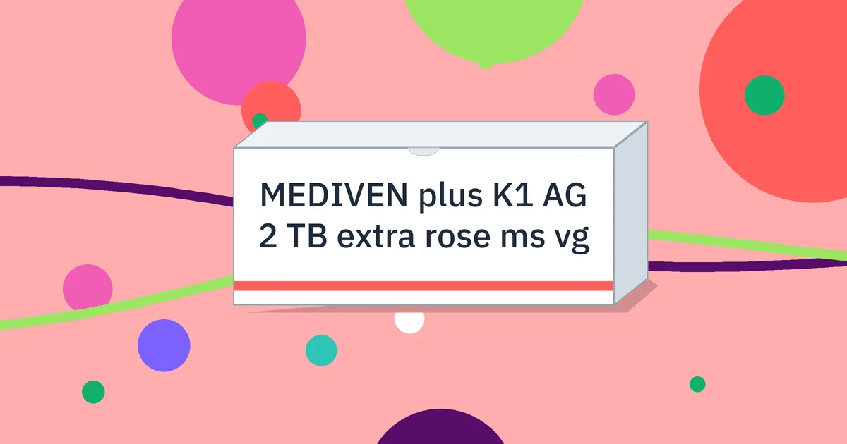 Symbolbild: Packung mit der Aufschrift MEDIVEN plus K1 AG 2 TB extra rose ms vg (PZN 15062722) – Verfügbarkeit und Bezug in Apotheken in Frankfurt am Main