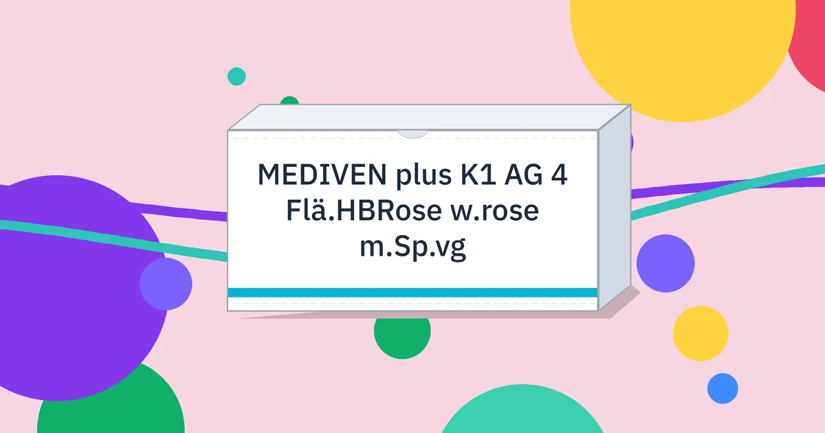 Symbolbild: Packung mit der Aufschrift MEDIVEN plus K1 AG 4 Flä.HBRose w.rose m.Sp.vg (PZN 15913723) – Verfügbarkeit und Bezug in Apotheken in Frankfurt am Main