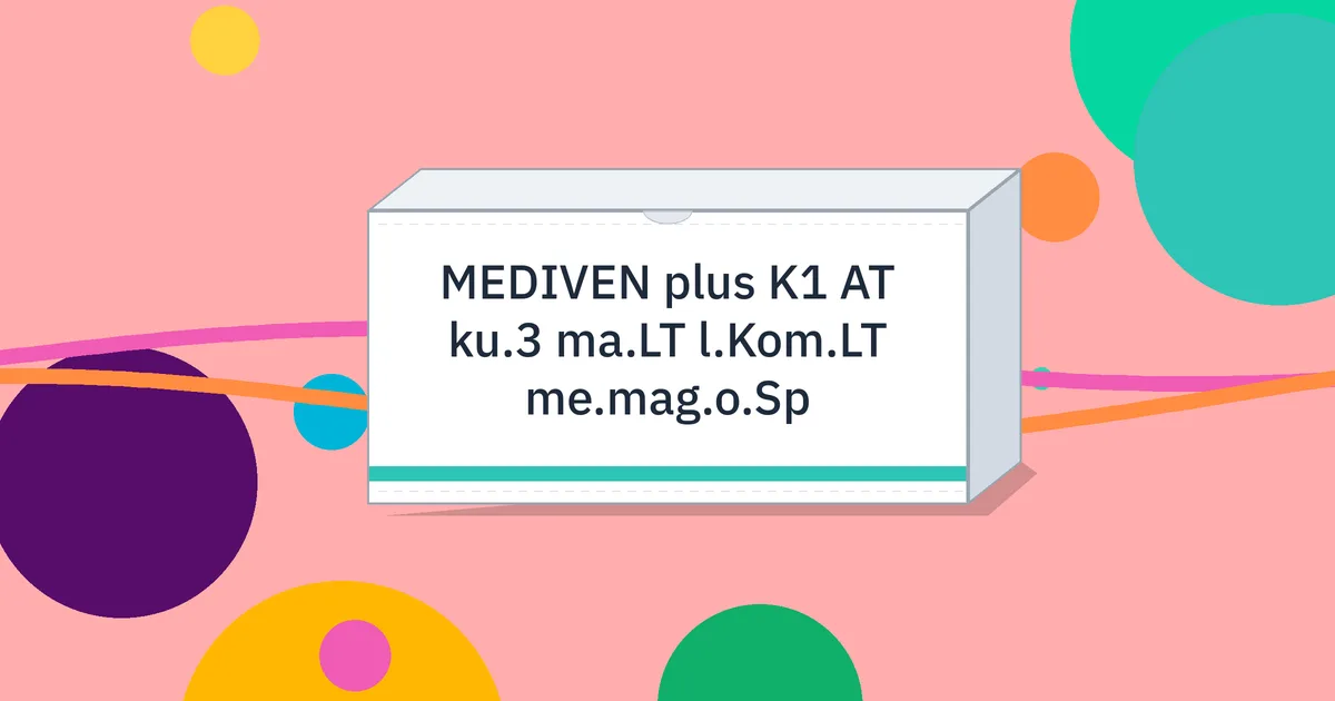 Symbolbild: Packung mit der Aufschrift MEDIVEN plus K1 AT ku.3 ma.LT l.Kom.LT me.mag.o.Sp (PZN 15072100) – Verfügbarkeit und Bezug in Apotheken in Frankfurt am Main
